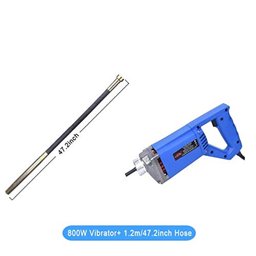 XUANIIIL Electric Concrete Vibrator, 800W Hand Held High Speed Concrete Vibrator Construction Tool Heavy Duty Air Bubble Remover +1.2M Hose