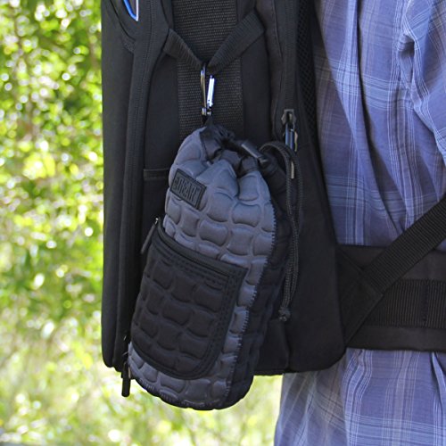 USA GEAR FlexARMOR-X Large Lens Case Pouch with Deluxe Padded Neoprene Protection - Holds Lens up to 70-300mm with Drawstring Opening, Built-in Carabiner Clip, Reinforced Belt Loop and Zippered Pocket