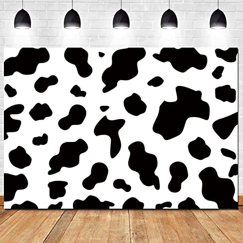 HQM Cow Party Photography Backdrops Black and White Cow Farm Animal Happy Birthday Photo Background Kid's Birthday Party Newborn Baby Shower Banner Props Supplies 5x3ft