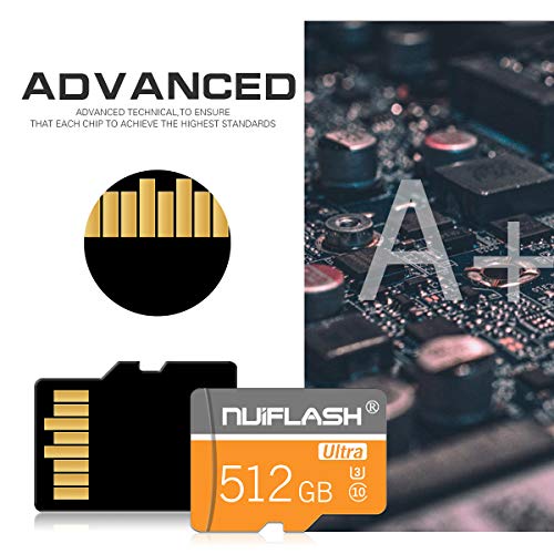 Memory Card 512GB Micro SD Card 512GB Micro SD Memory Cards HIGH Speed for Smart-Phone/Bluetooth Speaker/Tablet/PC/Camera Class 10 TF Card 512GB + SD Card Adapter