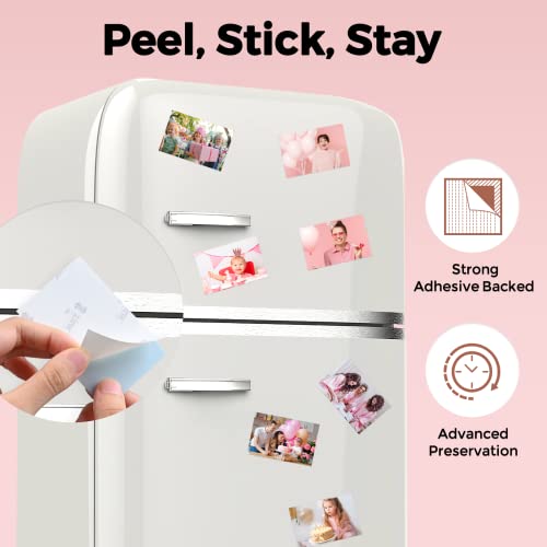 Liene Photo Printer, 2x3 Mini Instant Portable Instant Printer w/ 50 Zink Adhesive Paper, Bluetooth 5.0, Compatible w/iOS & Android, Small Photo Printer for iPhone, Smartphones, Pink