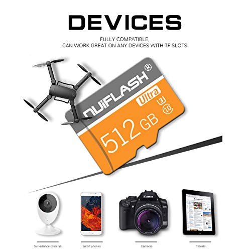 Memory Card 512GB Micro SD Card 512GB Micro SD Memory Cards HIGH Speed for Smart-Phone/Bluetooth Speaker/Tablet/PC/Camera Class 10 TF Card 512GB + SD Card Adapter