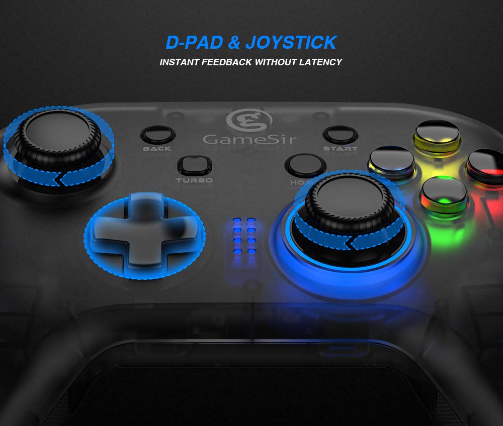 GameSir T4W Wired Game Controller Joystick for PC Windows 10/8/7 Dual Shock Gamepad, USB Gamepad with LED Backlight Joystick Vibration Feedback,Semi-Transparent Design