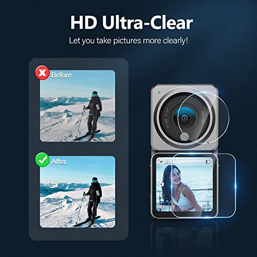 【6 Pcs】STARTRC Osmo Action 2 Screen Protector for DJI Action 2 Accessories,Tempered Glass Screen Cover Protector + Lens Protector for DJI Action 2 Dual-Screen