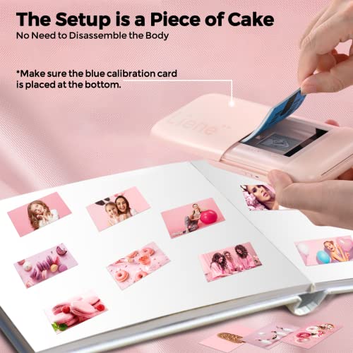 Liene Photo Printer, 2x3 Mini Instant Portable Instant Printer w/ 50 Zink Adhesive Paper, Bluetooth 5.0, Compatible w/iOS & Android, Small Photo Printer for iPhone, Smartphones, Pink