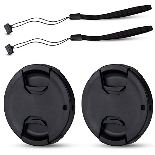 2 Pack JJC 37mm Center Pinch Front Lens Cap Cover with Deluxe Lens Cap Keeper for Olympus Panasonic Canon Nikon and Other Brand of Lenses with 37mm Filter Thread