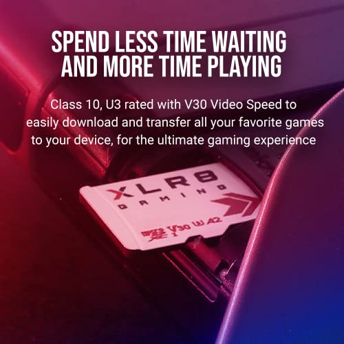 PNY XLR8 128GB Gaming Class 10 U3 V30 microSDXC Flash Memory Card - 100MB/s, Class 10, U3, V30, A2, 4K UHD, Full HD, UHS-I, micro SD
