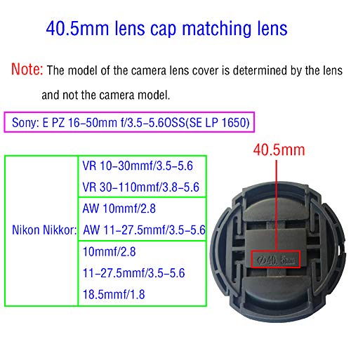 40.5mm Lens Cap Cover with Sony Alpha A6400 A6100 A6000 E PZ 16-50mm f/3.5-5.6 OSS,FE 28-60mm f/4-5.6 Lens,40.5mm Filter Thread[2 Pack]