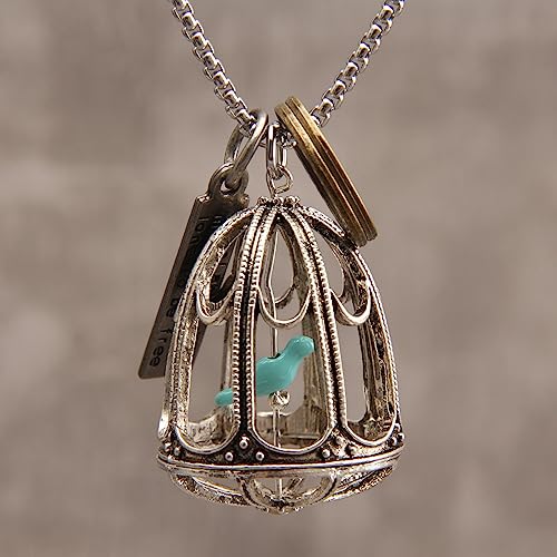 joymiao Long Boho Necklace Womens Leather Necklace Birdcage Leather Pendant Necklace Circle Long Choker Necklaces for Women