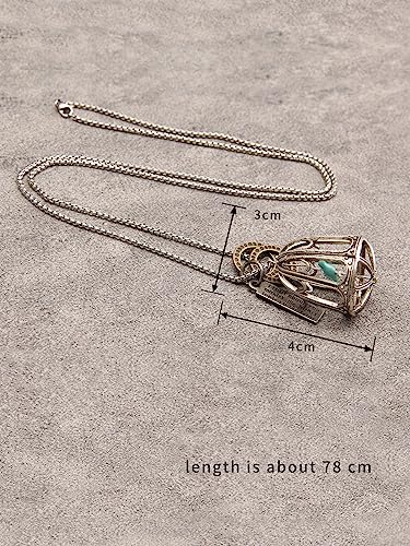 joymiao Long Boho Necklace Womens Leather Necklace Birdcage Leather Pendant Necklace Circle Long Choker Necklaces for Women