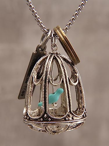 joymiao Long Boho Necklace Womens Leather Necklace Birdcage Leather Pendant Necklace Circle Long Choker Necklaces for Women