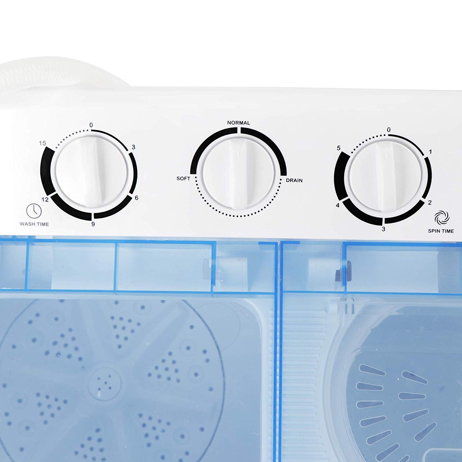 HomGarden Portable Washer Compact Mini Twin Tub Washing Machine w/Washer Spinner Cycle Spin Drye, Built-in Gravity Pump, 5.74 FT Power Cord (17.6 lbs Capacity)