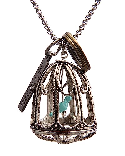 joymiao Long Boho Necklace Womens Leather Necklace Birdcage Leather Pendant Necklace Circle Long Choker Necklaces for Women