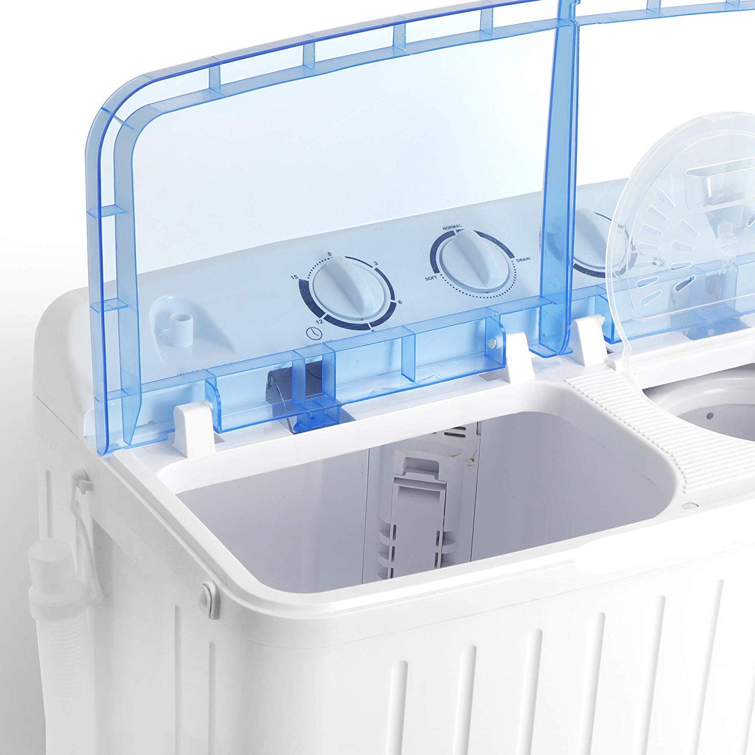 HomGarden Portable Washer Compact Mini Twin Tub Washing Machine w/Washer Spinner Cycle Spin Drye, Built-in Gravity Pump, 5.74 FT Power Cord (17.6 lbs Capacity)