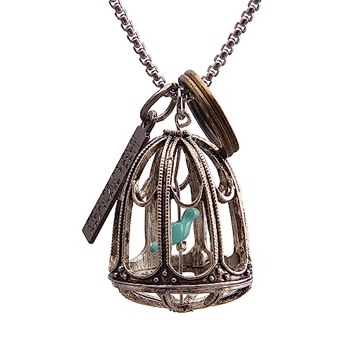 joymiao Long Boho Necklace Womens Leather Necklace Birdcage Leather Pendant Necklace Circle Long Choker Necklaces for Women