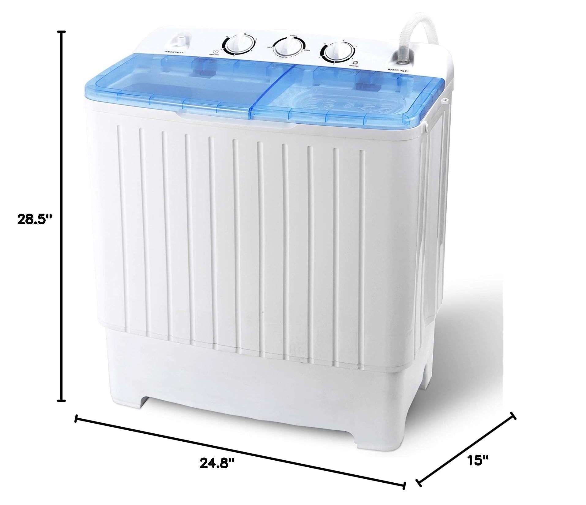 HomGarden Portable Washer Compact Mini Twin Tub Washing Machine w/Washer Spinner Cycle Spin Drye, Built-in Gravity Pump, 5.74 FT Power Cord (17.6 lbs Capacity)