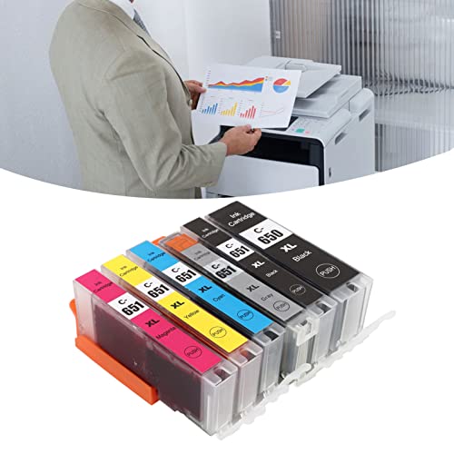 Fafeicy 6pcs Printing Cartridges, Ink Cartridges Replacement Accessory Part for PIXMA MG5460 MG5560 MG5660 MG6360 MG6460 MG6660 (BK BK C M Y GY 6 Colors)