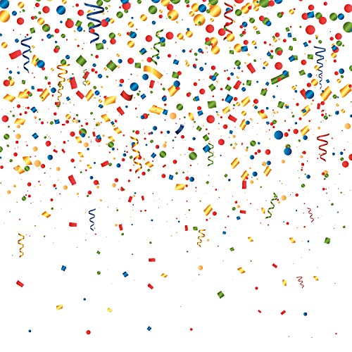 Happy Birthday Photo Booth Backdrop - Colorful Confetti Party Decoration for Kids and Adults (6ft x 6ft)