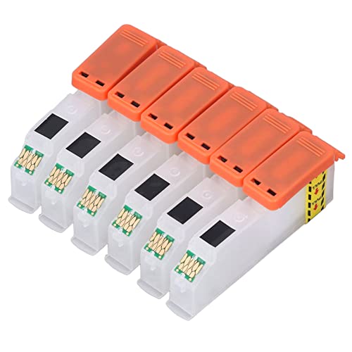 FTVOGUE 6Pcs Ink Cartridge PP Reusable 6Colors Printer Refill Ink Cartridge Replacement (T2431/T2432/T2433/T2434/T2435/T2436)