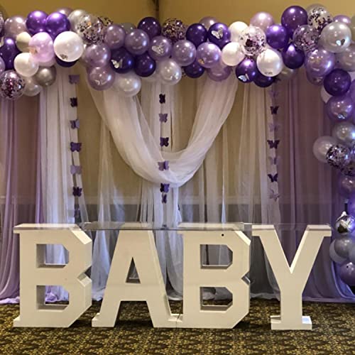 Purple Tulle Backdrop Curtain for Baby Shower Girls Birthday Party Purple Sheer Backdrop Drapes for Wedding Reception Photoshoot Elephant Theme Background Decorations 2 Panels 5 ft X 8 ft