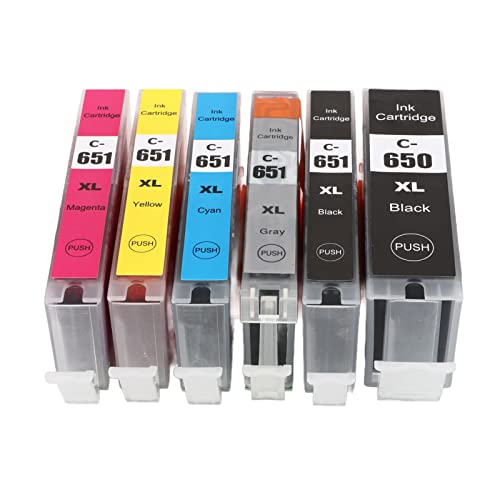 Fafeicy 6pcs Printing Cartridges, Ink Cartridges Replacement Accessory Part for PIXMA MG5460 MG5560 MG5660 MG6360 MG6460 MG6660 (BK BK C M Y GY 6 Colors)