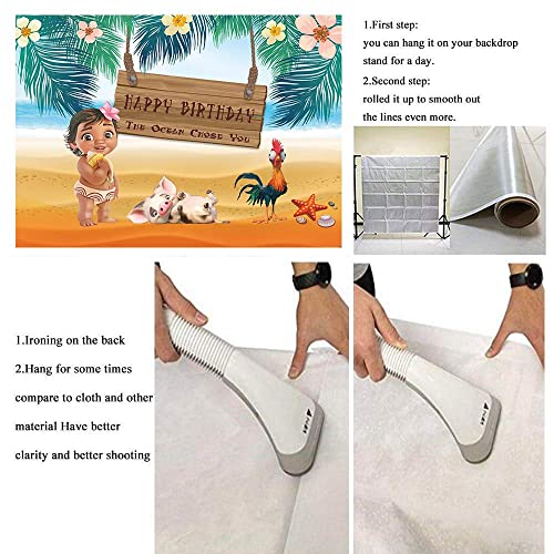 GYA 7x5ft Moana Happy Birthday Backdrop 1st Birthday Party Sea Summer Photography Backdrop Baby Shower Moana Background Table Decoration