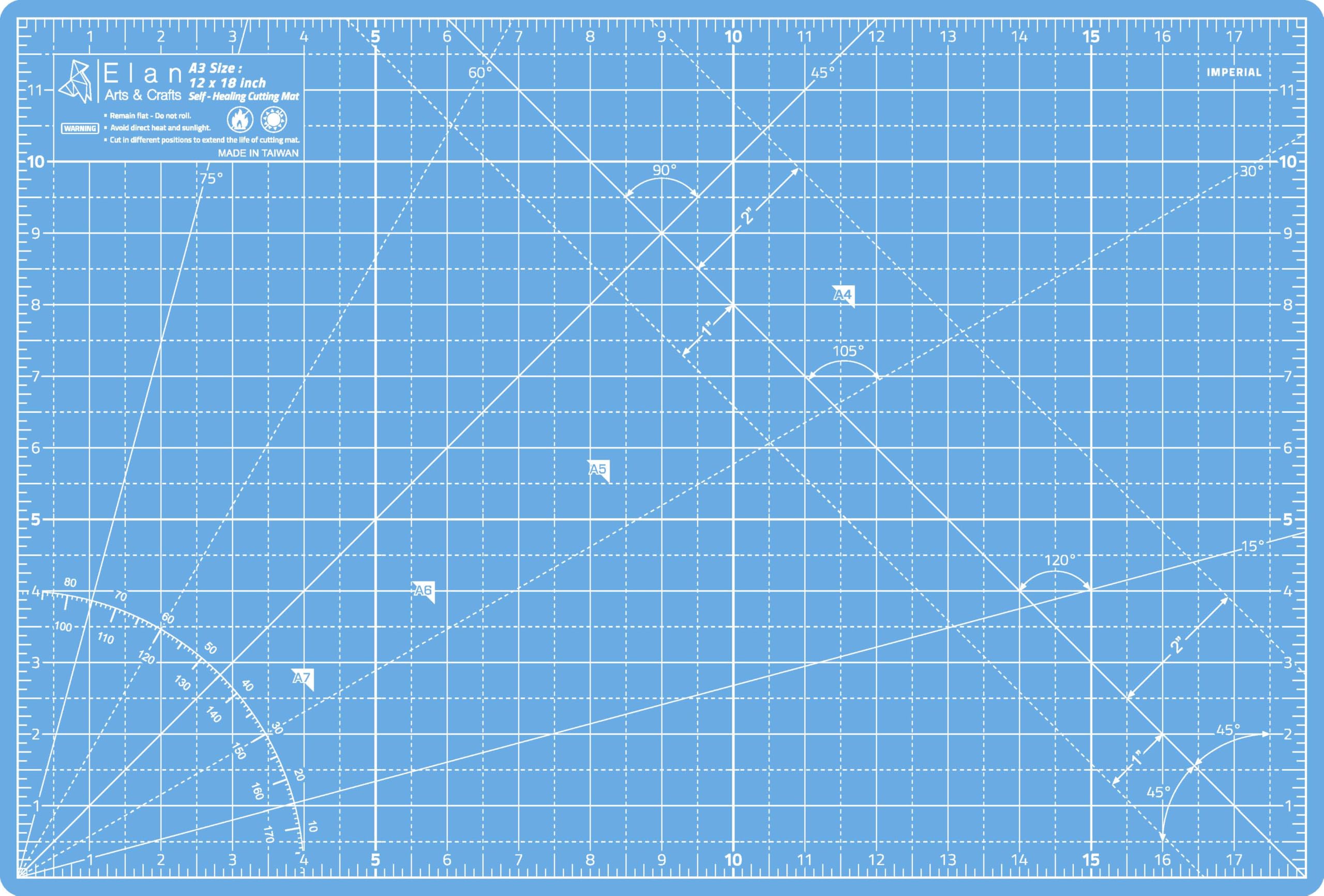 Elan Cutting Mat A3 Blue, 5-Ply Craft Mat, Self Healing Cutting Mat 18x12, Craft Cutting Board, Art Mat, Imperial Sewing Mat, Quilting Mat, Hobby Mat, for Sewing, Quilting, Quilting supplies