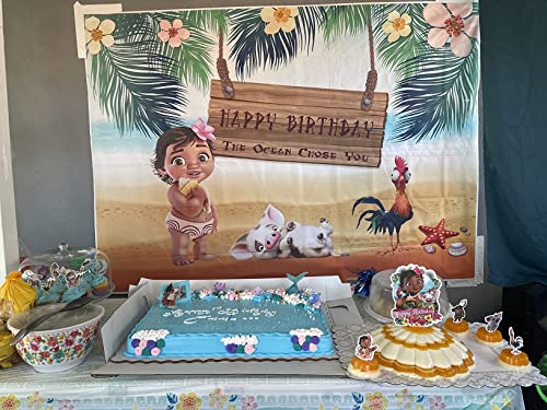 GYA 7x5ft Moana Happy Birthday Backdrop 1st Birthday Party Sea Summer Photography Backdrop Baby Shower Moana Background Table Decoration