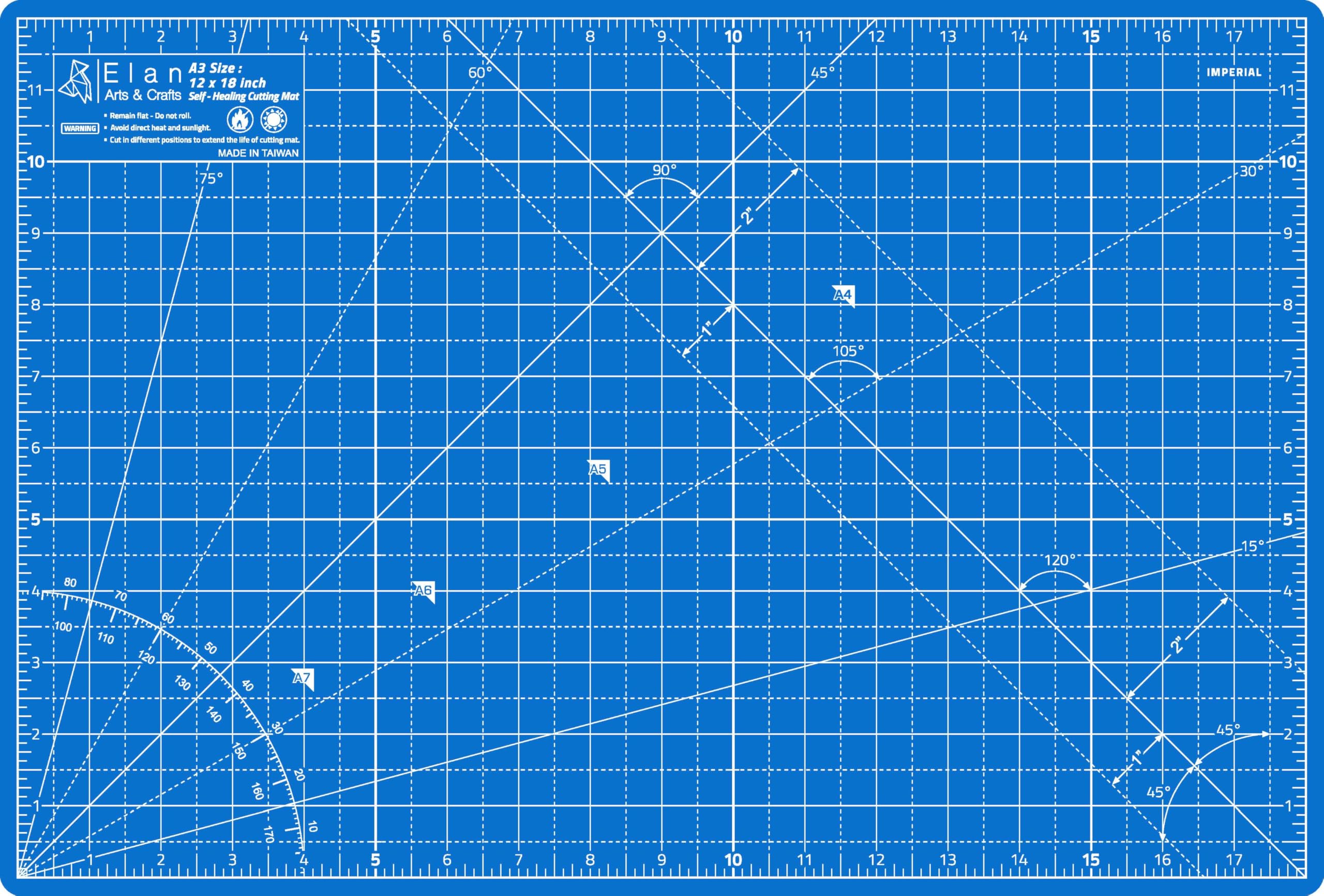 Elan Cutting Mat A3 Blue, 5-Ply Craft Mat, Self Healing Cutting Mat 18x12, Craft Cutting Board, Art Mat, Imperial Sewing Mat, Quilting Mat, Hobby Mat, for Sewing, Quilting, Quilting supplies