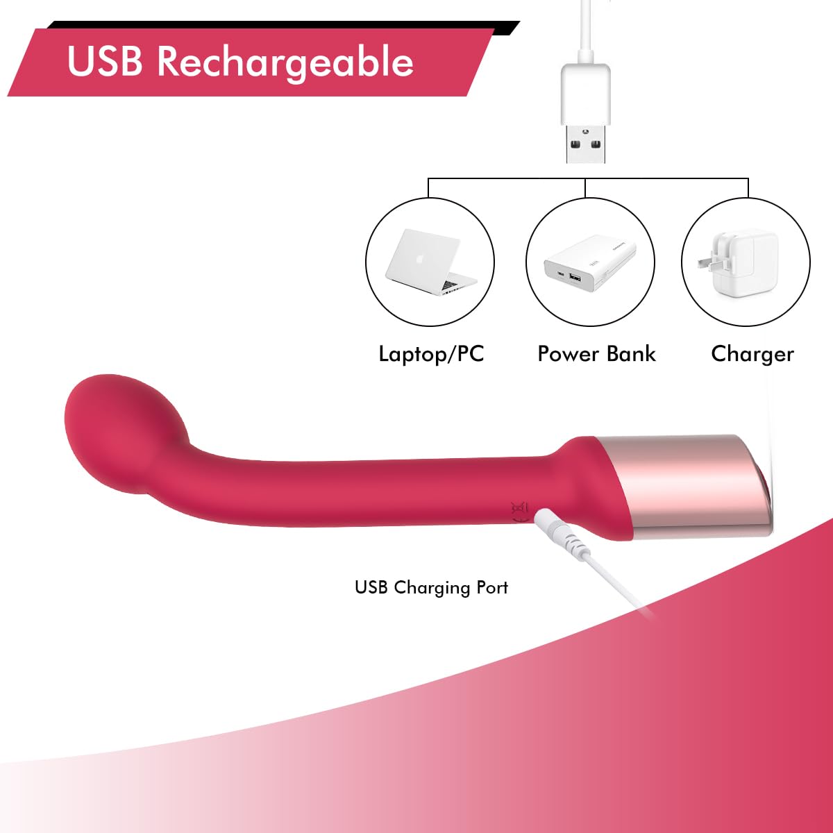 Portable High Frequency Deep Vibrating Massager Electric Rechargeable Handheld Vibrators with 10 Vibration Pleasure Personal Massage for Body Women Female Gifts (Red)