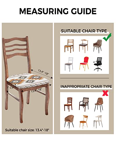 Vograud Seat Covers for Dining Room Chairs, Southwest Native American Tribal Totem Boho Fitted Stretch Jacquard Chair Seat Covers, Removable Washable Kitchen Dining Chair Slipcovers Protector Set