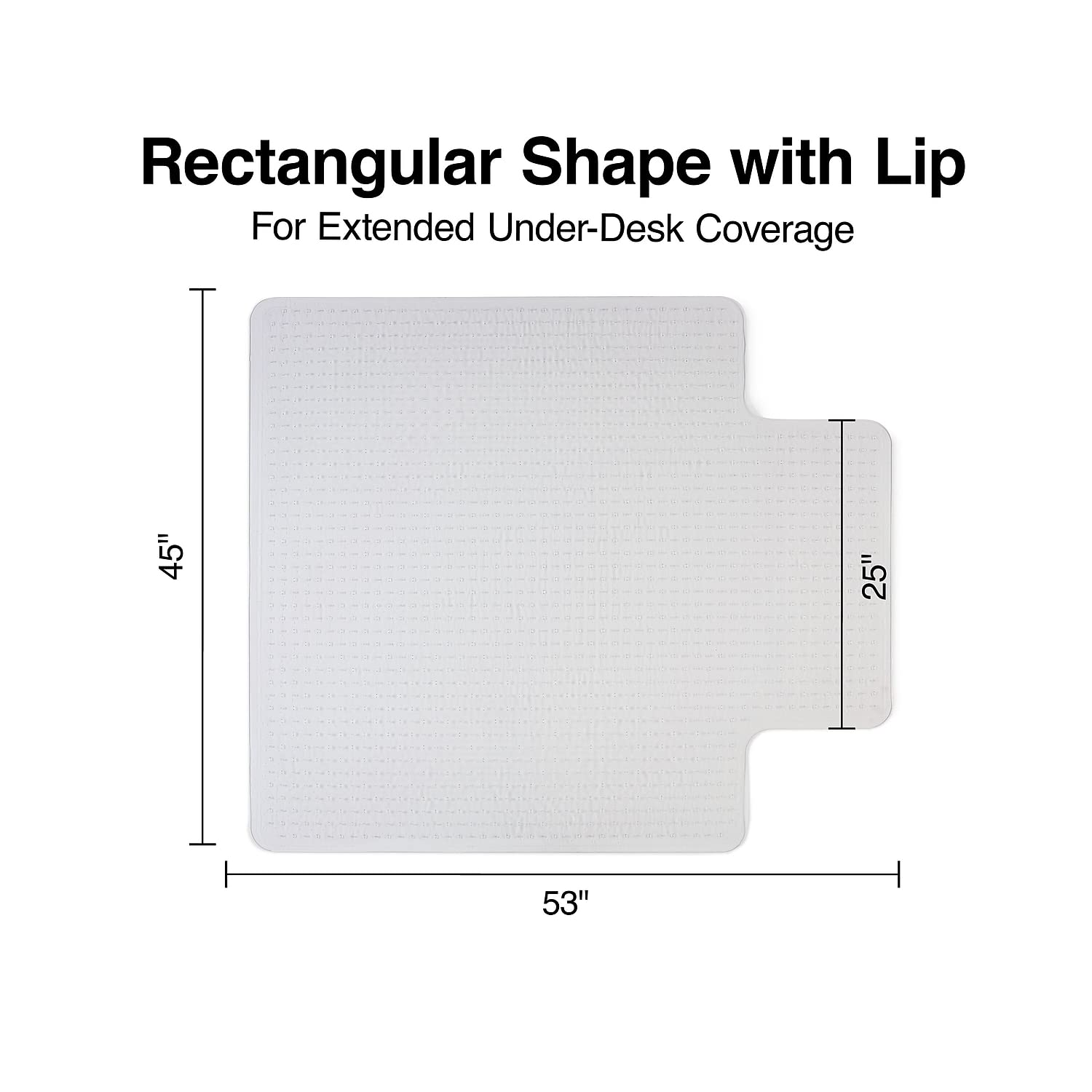MyOfficeInnovations 567298 45 x 53 Low Pile Carpet Chair Mat, Lip