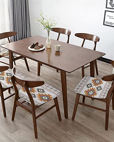 Vograud Seat Covers for Dining Room Chairs, Southwest Native American Tribal Totem Boho Fitted Stretch Jacquard Chair Seat Covers, Removable Washable Kitchen Dining Chair Slipcovers Protector Set