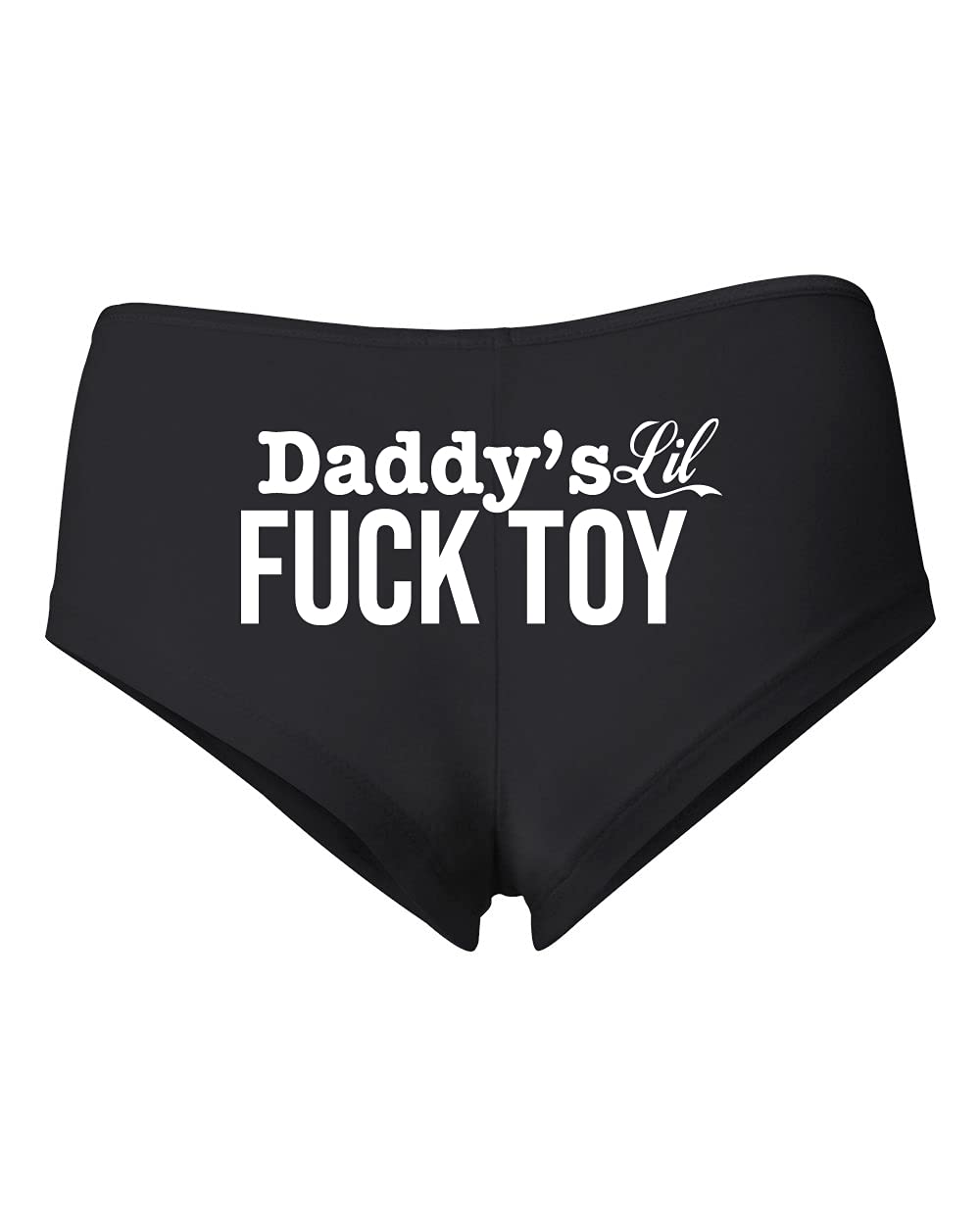 Wild Bobby Daddy's Lil Fuck Toy White Women's Cotton Spandex Booty Shorts, Black, X-Large