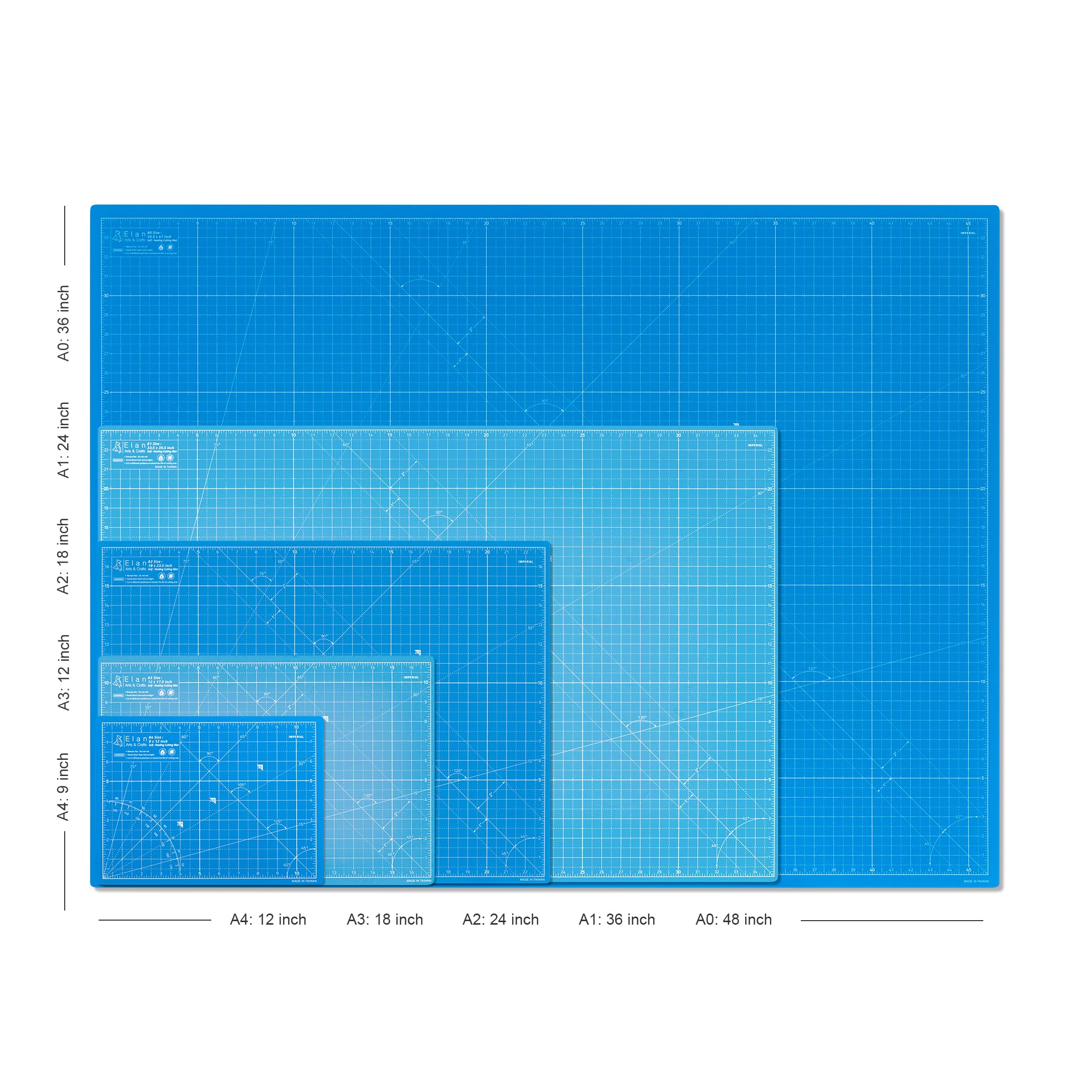 Elan Cutting Mat A3 Blue, 5-Ply Craft Mat, Self Healing Cutting Mat 18x12, Craft Cutting Board, Art Mat, Imperial Sewing Mat, Quilting Mat, Hobby Mat, for Sewing, Quilting, Quilting supplies