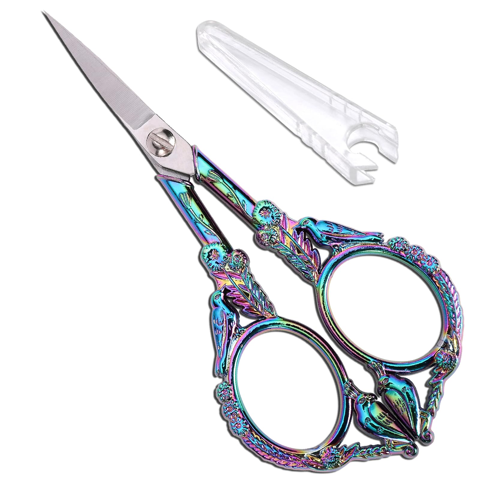 YOUGUOM Sewing Embroidery Scissors – Small Vintage Sharp Detail Shears for Craft, Artwork, Needlework Yarn, Handicraft DIY Tool, Thread Snips, 4.6in Rainbow Bird Style