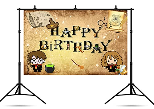 Wizard Backdrop for Kids Birthday Party Supplies 5x3ft Magic Photo Background for Magical Wizard Theme Party Cake Table Decorations Baby Shower Banner