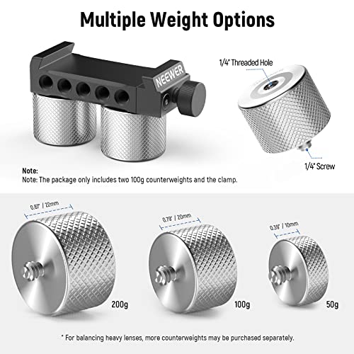 NEEWER Gimbal Counterweights and Clamp Kit, Compatible with DJI Ronin RS3 Pro/RS3/RS2/RSC2/ZHIYUN Crane 2S/3S/Weebill S/Moza Air 2/AirCross 2 for Balancing Long Lenses (GA001)