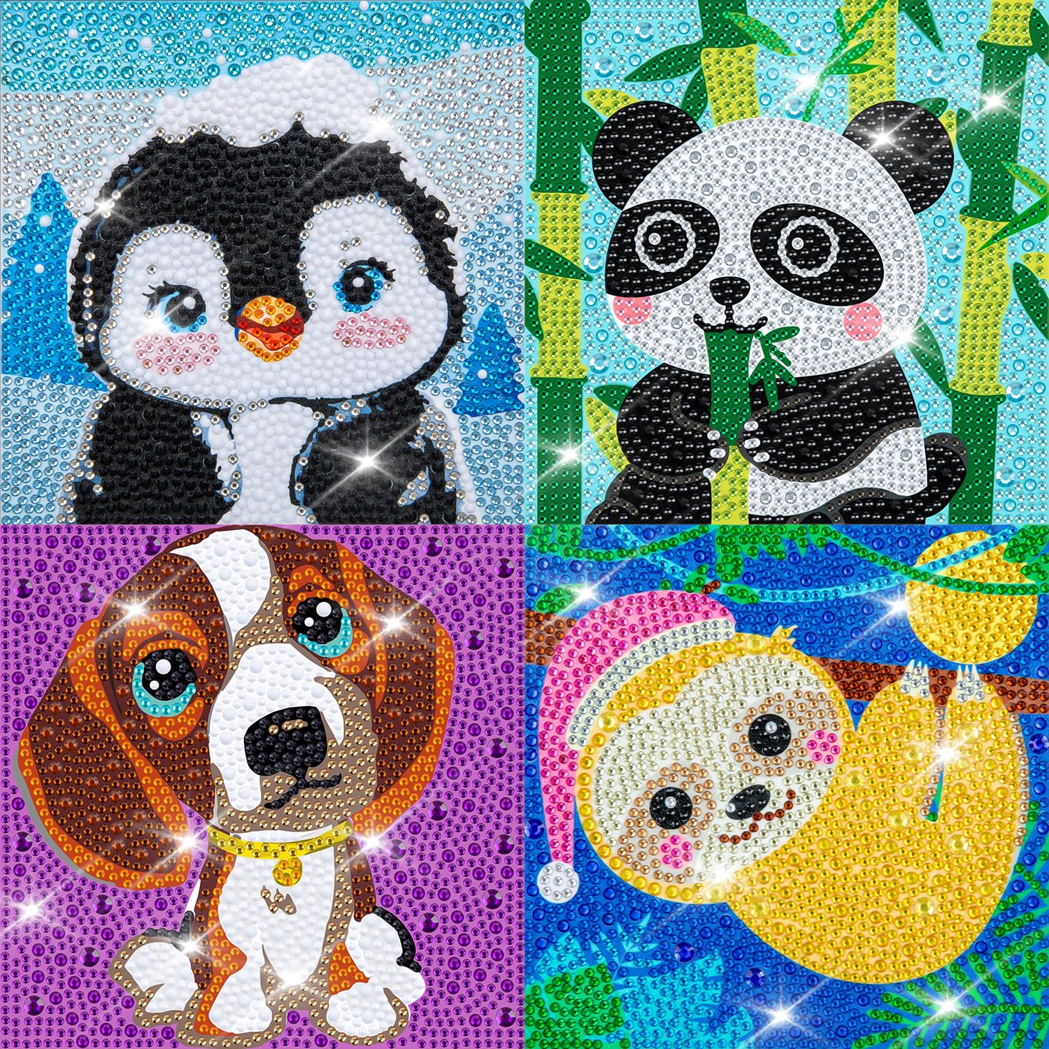 Labeol 6 Pieces 5D Diamond Painting Kit for Kids Painting Kit Crystal Easy Painting Art Craft Set for Home 5D Full Drill (6 Packs A)