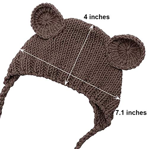 ECYC Newborn Baby Bear Hat Beanie with Bear Dolls Photography Accessories,Brown