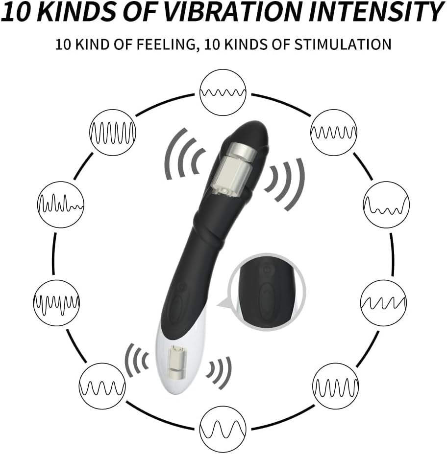 UpdateClassic 2023 Double Head High Frequency Rechargeable Personal Vibrators for Women Vibrating Toys Pleasure Handheld Electric Portable Massager 10 Speeds Vibrations, Black