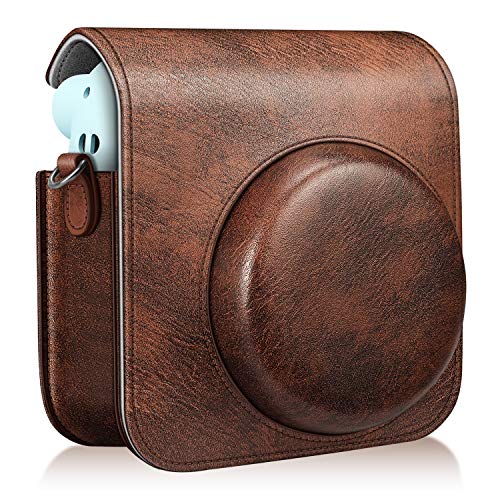 Fintie Protective Case for Fujifilm Instax Mini 11 Instant Camera - Premium Vegan Leather Bag Cover with Removable Adjustable Strap, Vintage Brown