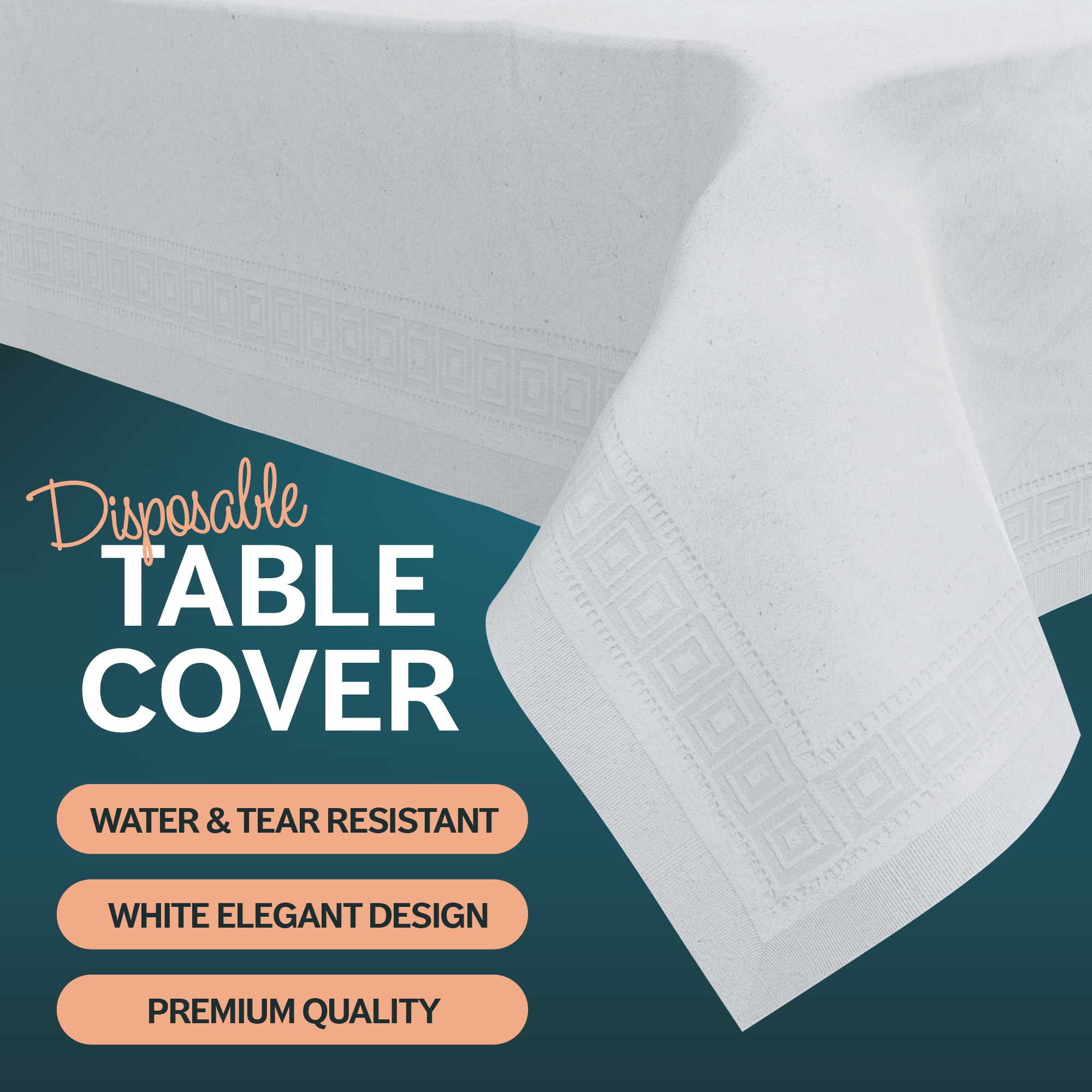HOUZZKINGZ USA Paper Tablecloths for Rectangle Tables | 54” X 108” – 4 Pack | White Paper Disposable Tablecloth | 3-Ply Premium Paper & Plastic Table Cloths for Parties Disposable