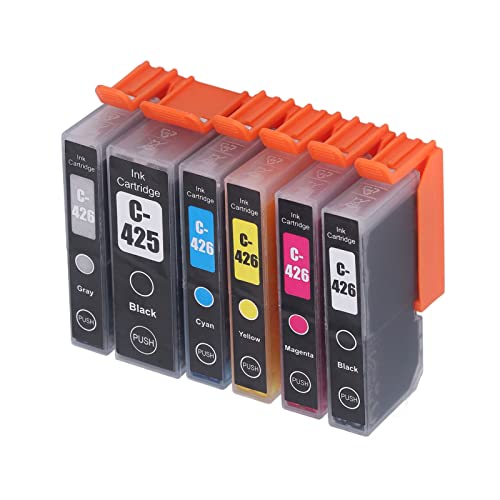 425-426 Ink Cartridge with 5% Coverage, Clear Printing Multi Colors Inkjet Cartridge, for Home, Office, School (BK BK C M Y GY 6 Colors)