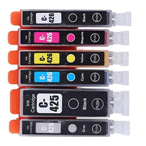 425-426 Ink Cartridge with 5% Coverage, Clear Printing Multi Colors Inkjet Cartridge, for Home, Office, School (BK BK C M Y GY 6 Colors)