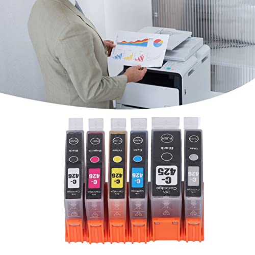 425-426 Ink Cartridge with 5% Coverage, Clear Printing Multi Colors Inkjet Cartridge, for Home, Office, School (BK BK C M Y GY 6 Colors)