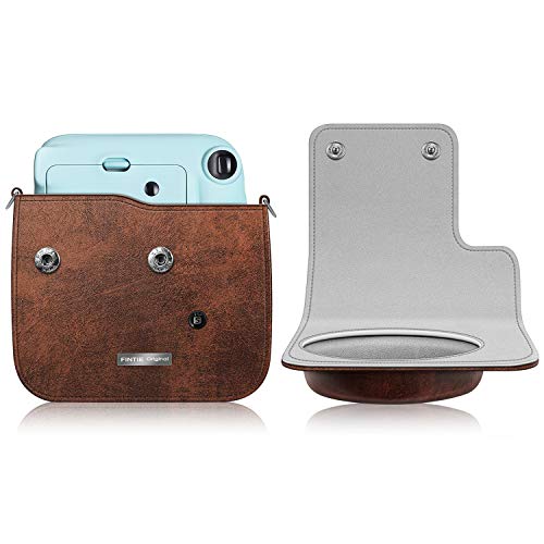 Fintie Protective Case for Fujifilm Instax Mini 11 Instant Camera - Premium Vegan Leather Bag Cover with Removable Adjustable Strap, Vintage Brown