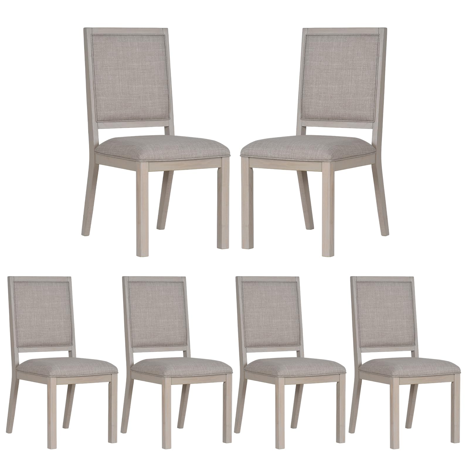 COLAMY A231-BGE-3Sets Dining Chairs, Set of 6, Beige