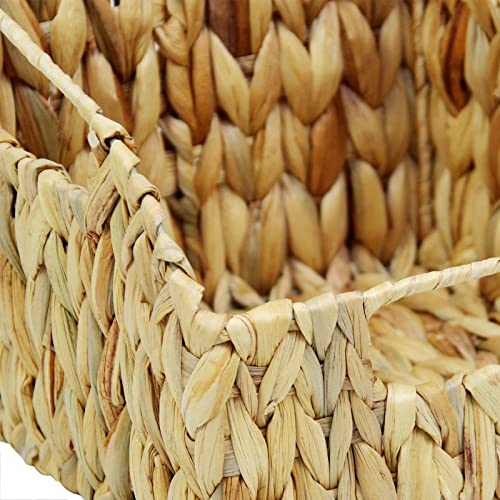 Casaphoria Square Irregular Hyacinth Storage Baskets Natural Hand Woven Water Hyacinth Snacks Basket Durable Rectangular Fruits Baskets with Built-in Handles Towel Toilet Paper Basket,2-Pack