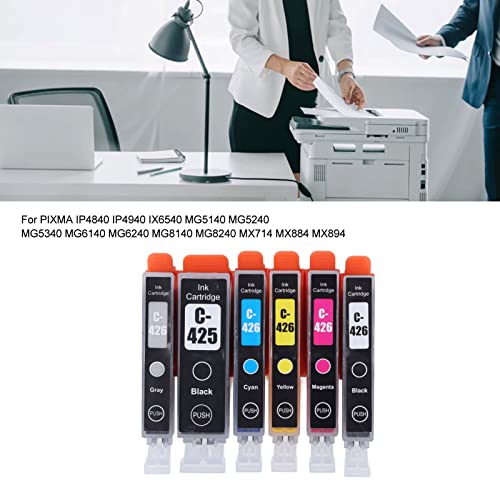 425-426 Ink Cartridge with 5% Coverage, Clear Printing Multi Colors Inkjet Cartridge, for Home, Office, School (BK BK C M Y GY 6 Colors)